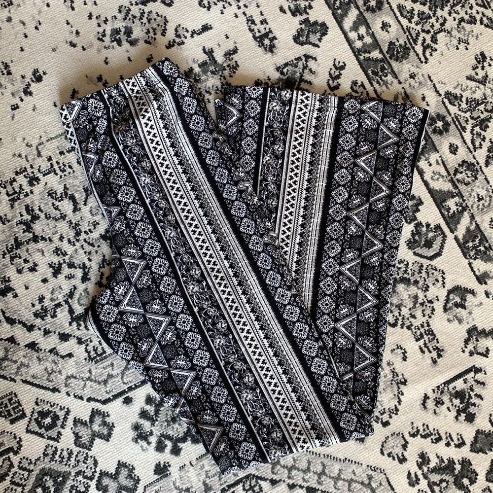 Patterned Stretchy Bell Bottom Fit And Flare Pants - Gem